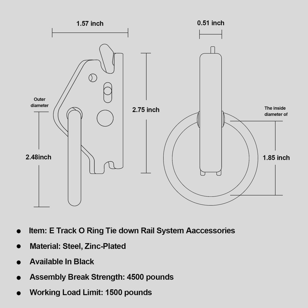 Onesnt E-Track O-Ring Tie-Down Anchors